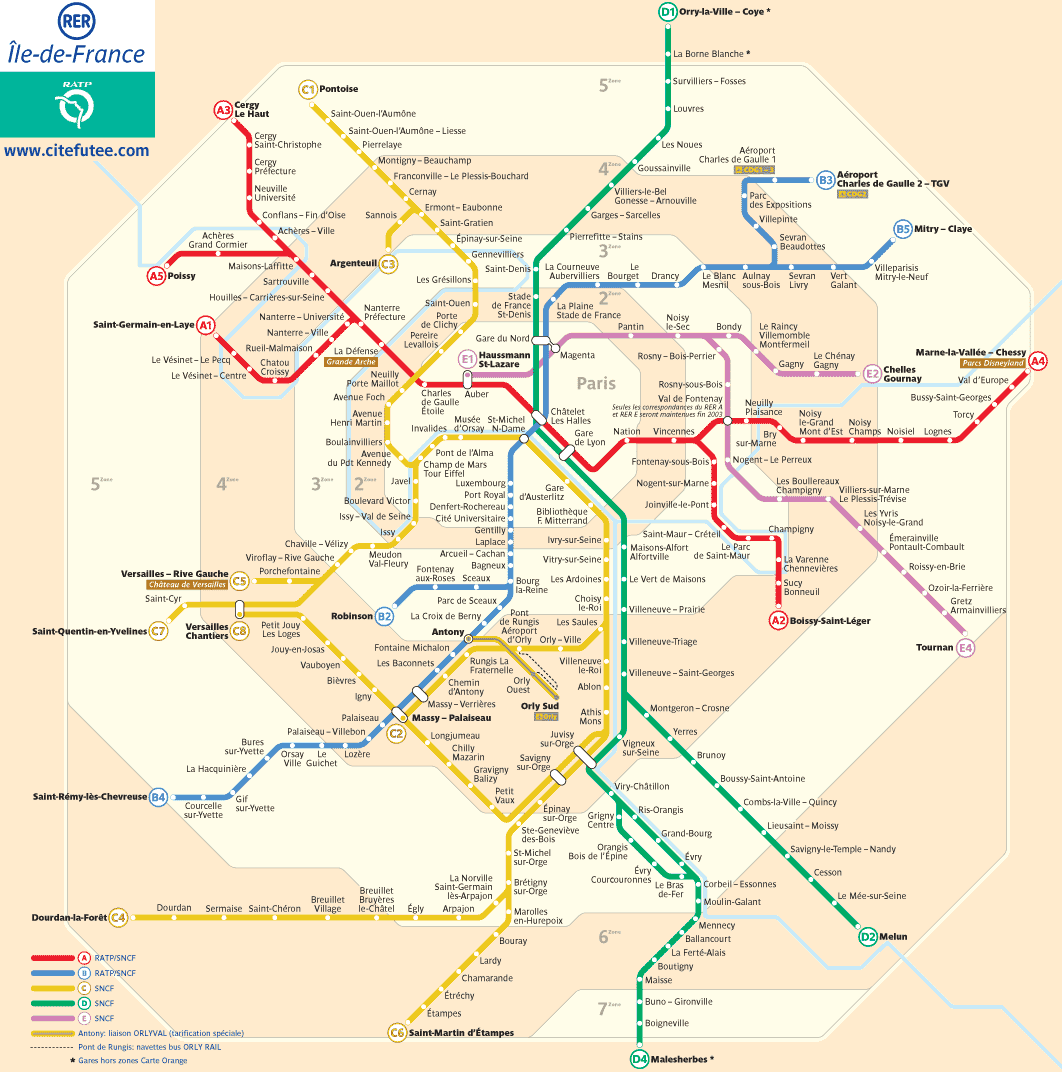 Paris Já!: Como andar no trem em Paris: mapa e funcionamento do RER de ...