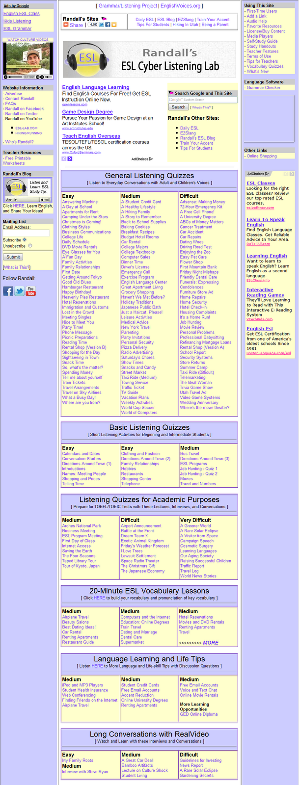 Hilary's ESL Bootcamp: ESL Cyber Listening Lab