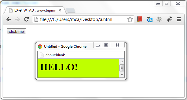 Mr Bipin S Rupadiya 9 Write A Javascript To Show A Pop Up Window With A Message Hello And