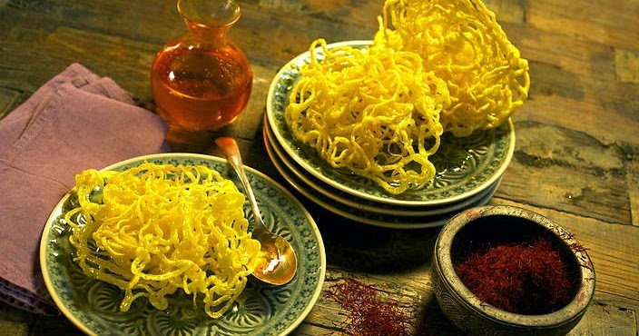 Saffron zoolbia (deep-fried pastry with saffron sugar syrup) recipe ...