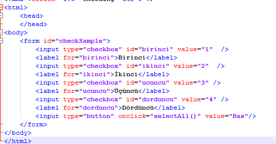 Burak KARATATAR: Javascript ile CheckBox Kullanımı