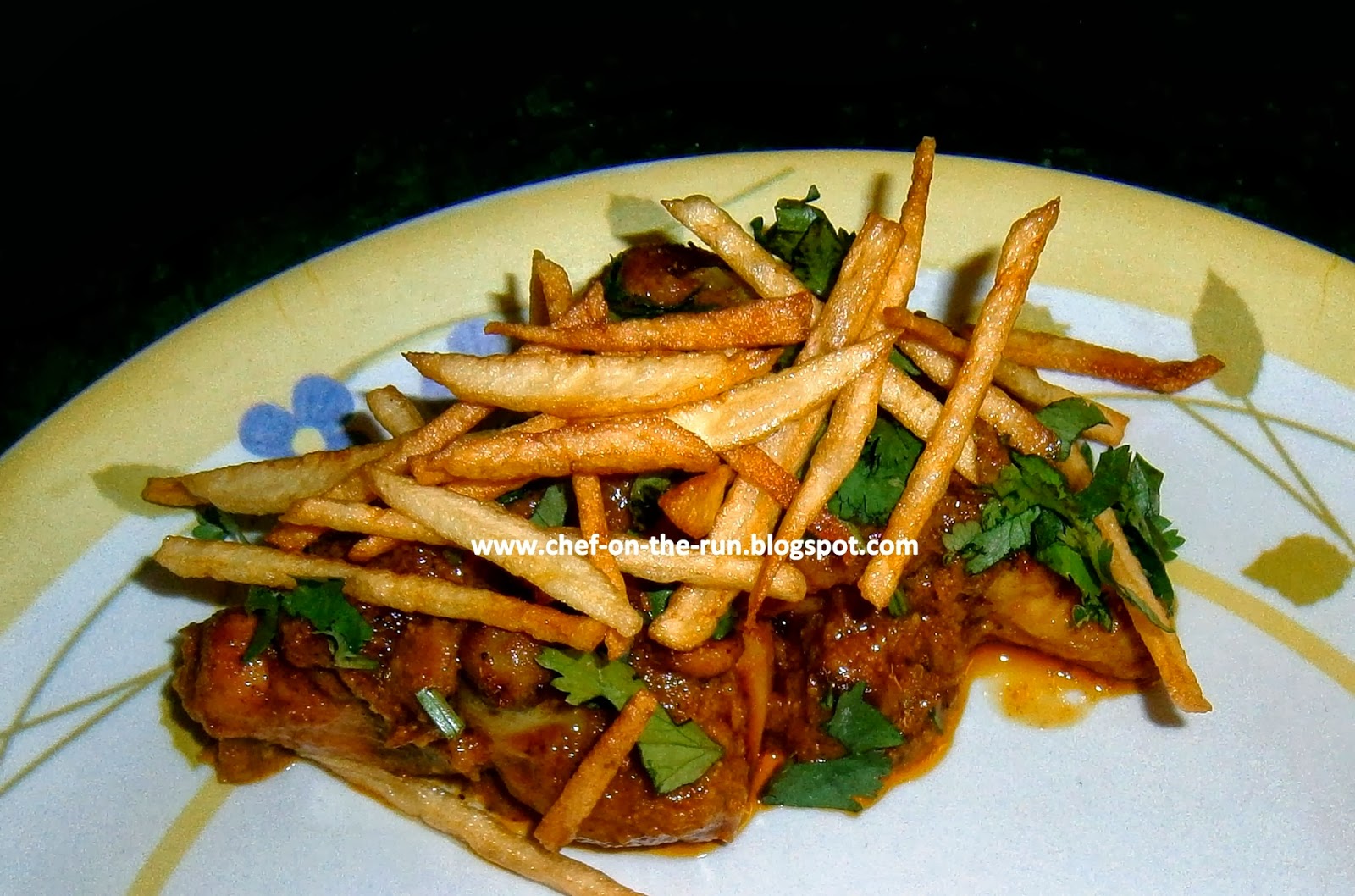 Apricot-Salli Chicken with Do Palli Roti (twin layered chapatti)