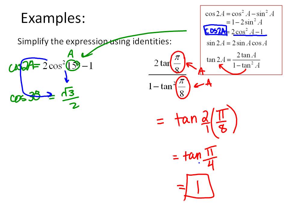 Ms. Hale's Math Page: Trig. 5/11 & 14: 5-5 Double-Angle Identities