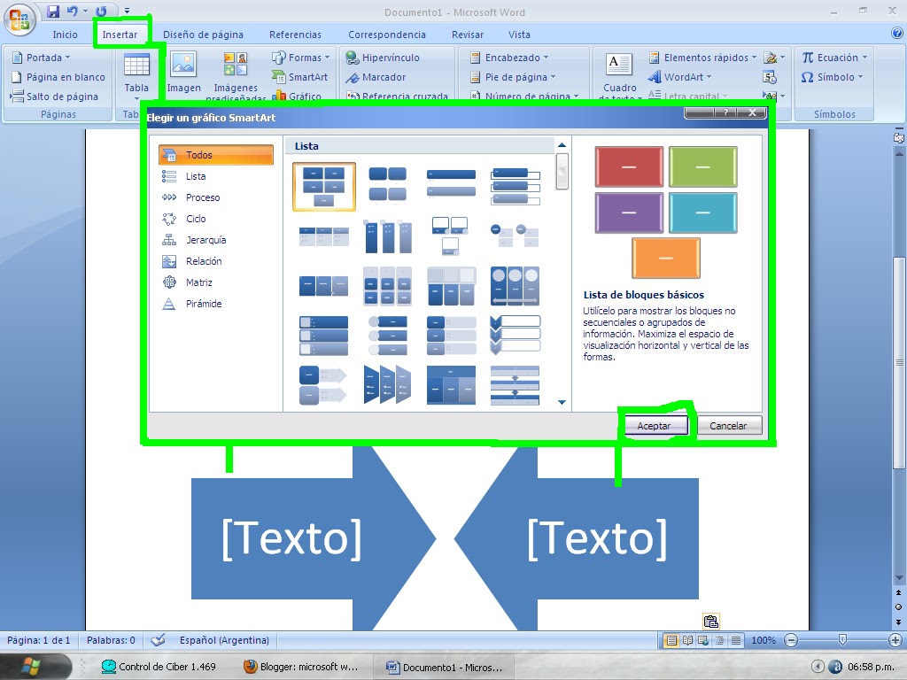 microsoft word 2007: Ficha insertar de microsoft word