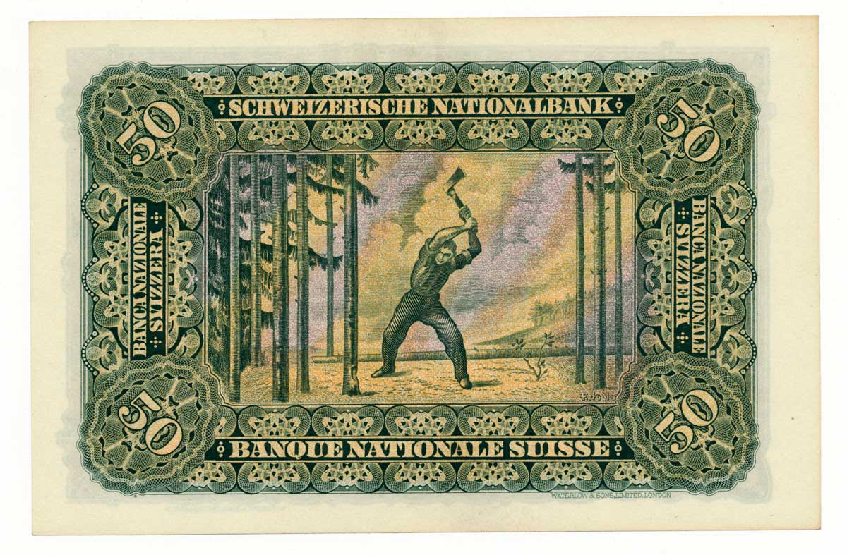 Switzerland banknotes 50 Swiss Francs banknote of 1926|World Banknotes ...