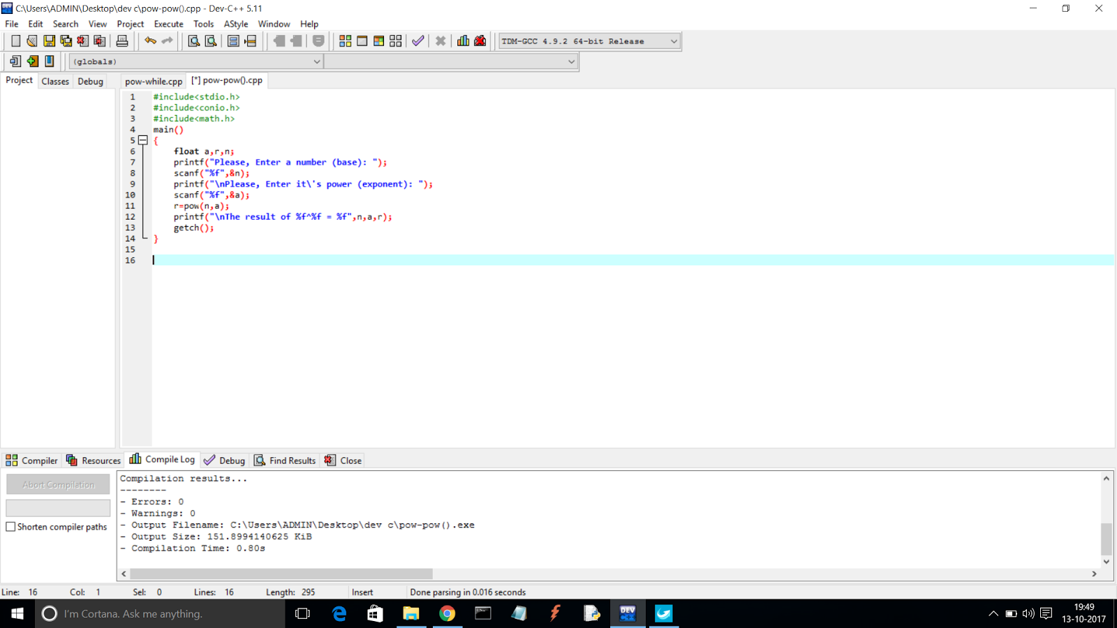 C Program To Calculate Power Of A Number