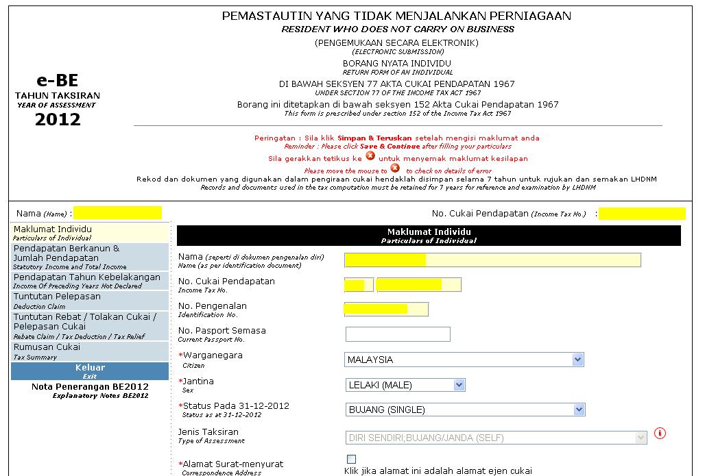 LuPorTi's BloG: How To File Your Tax Online (e-Filing) - BE Form