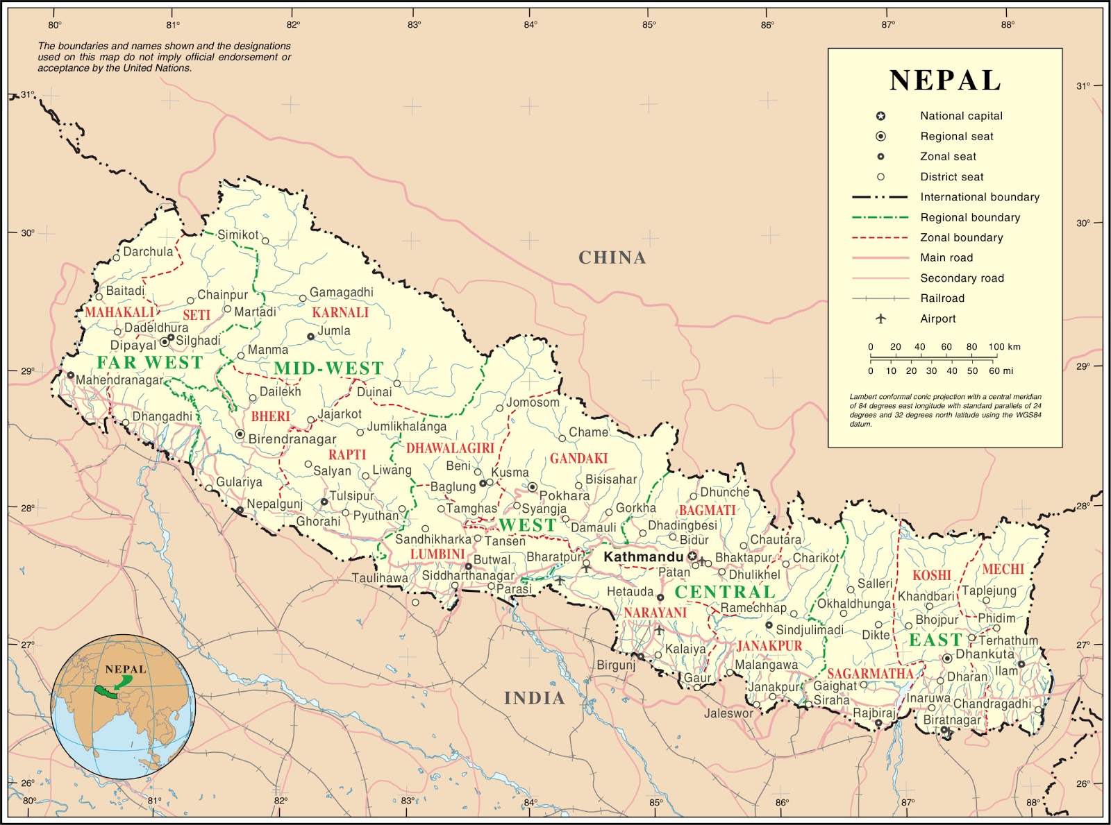 NEPAL - GEOGRAPHICAL MAPS OF NEPAL