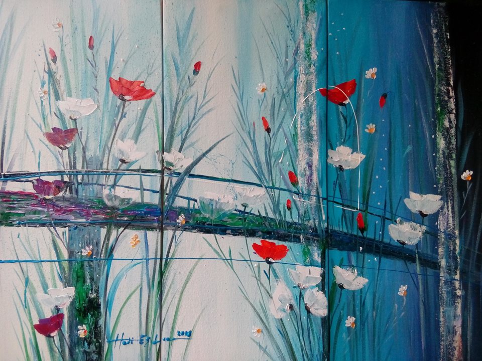 Jual Lukisan Jelekong Murah: Lukisan Bunga Abstrak 4