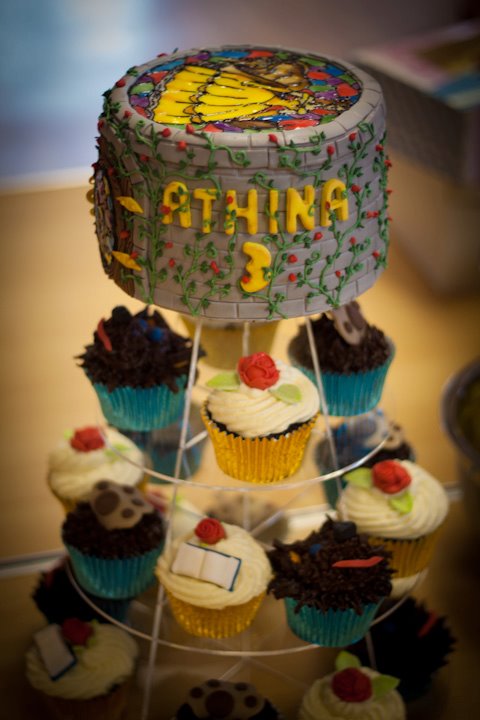 Medusa Cakes: Beauty and the Beast Stained glass cake and cupcakes