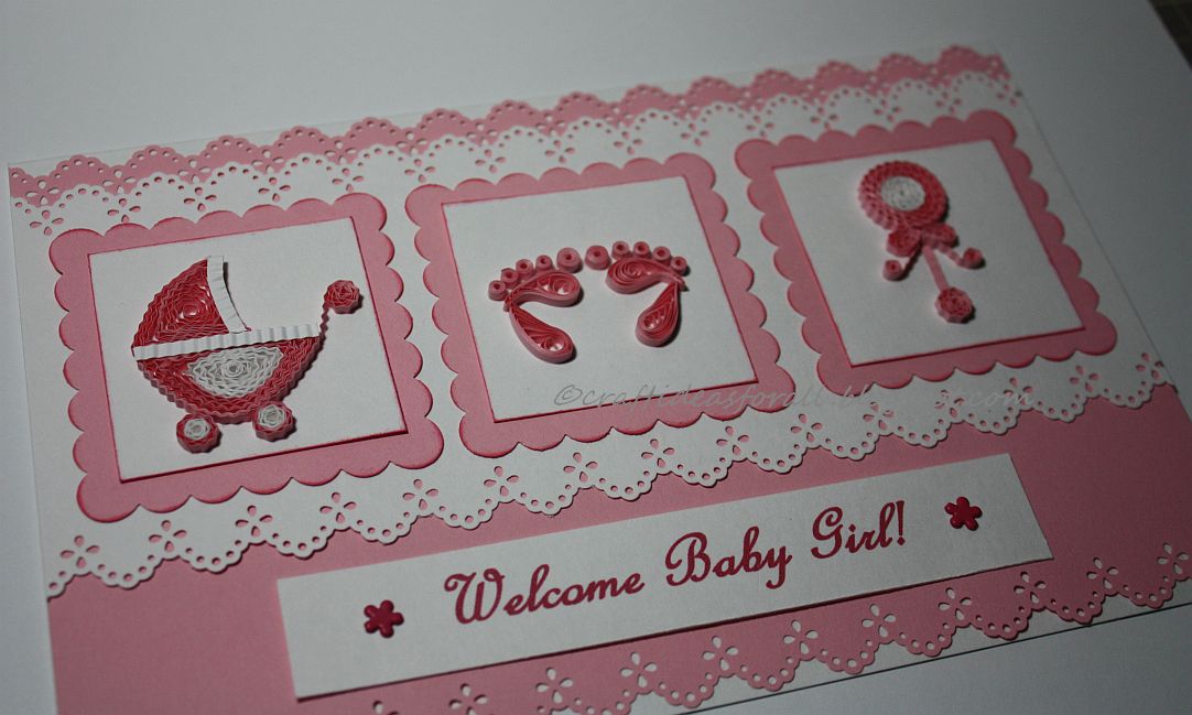 Craft Ideas for all: Handmade Welcome Baby Girl Greeting Card with ...