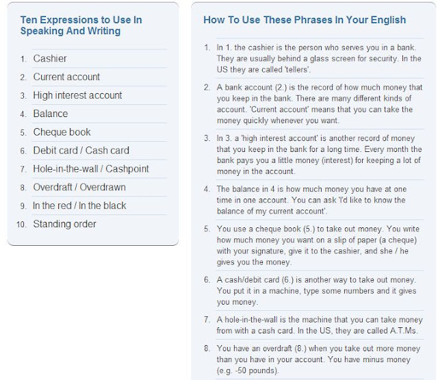 Useful Expressions > At the bank