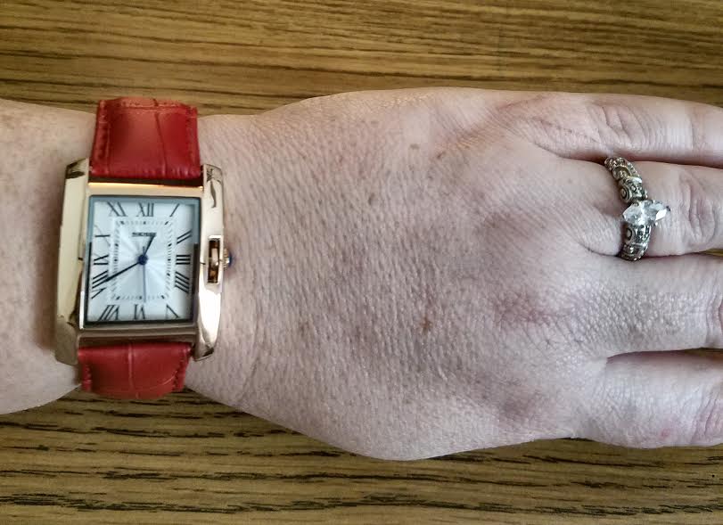 Crystal Quartz Ladies Watch with Red Leather Band