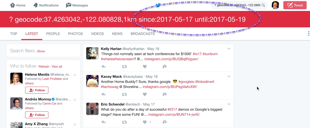 SearchReSearch: Answer: Finding tweets from a particular place