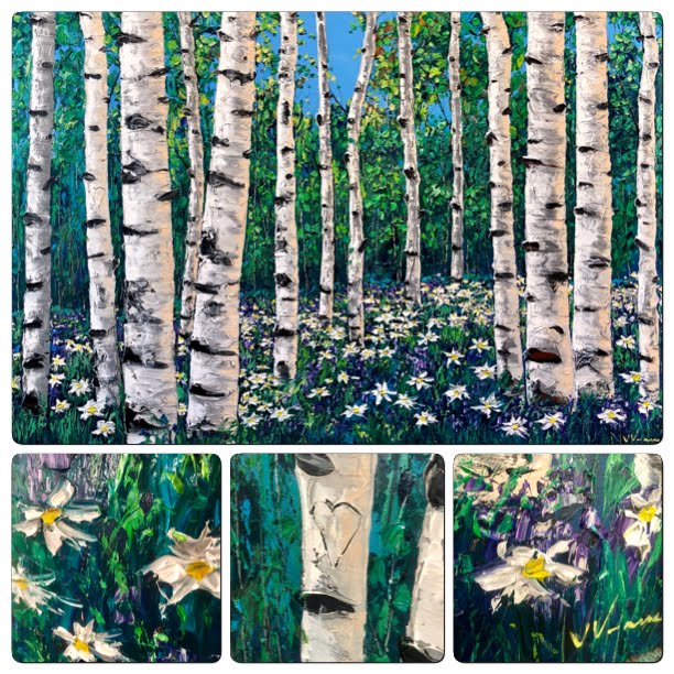 Aspen Paintings by Contemporary Aspen Artist Jennifer Vranes, Birch ...