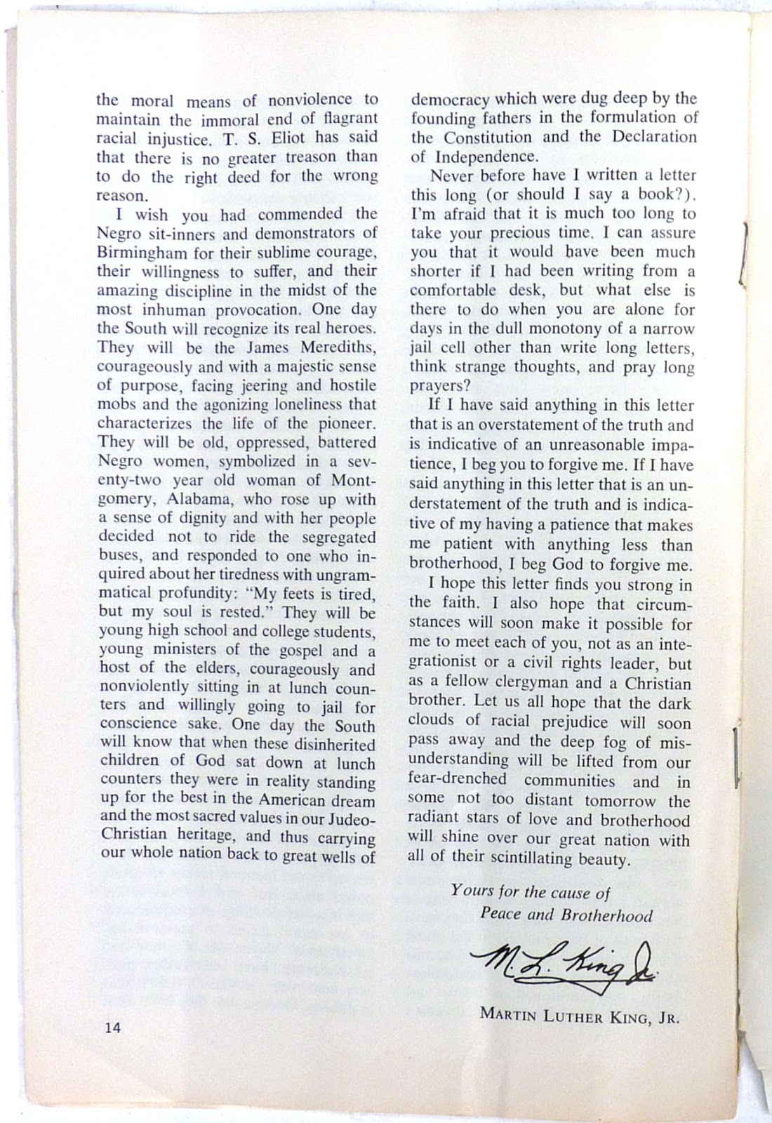 Civil Rights Movement: Letter From A Birmingham Jail