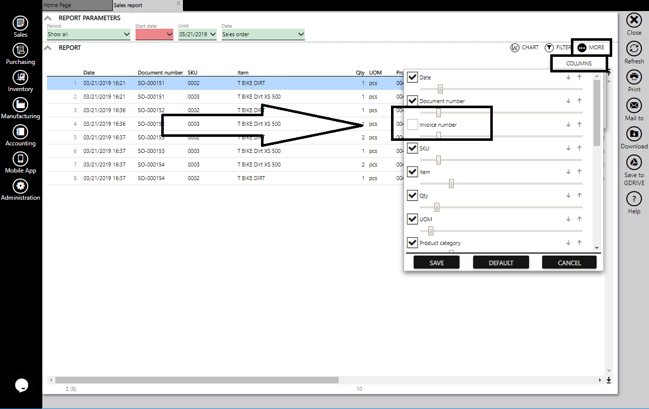 Invoice-Number-On-Sales-Report - ERPAG