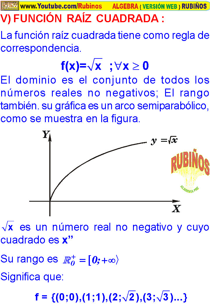 FUNCIÓN RAÍZ CUADRADA EJEMPLOS RESUELTOS EN PDF Y VIDEOS