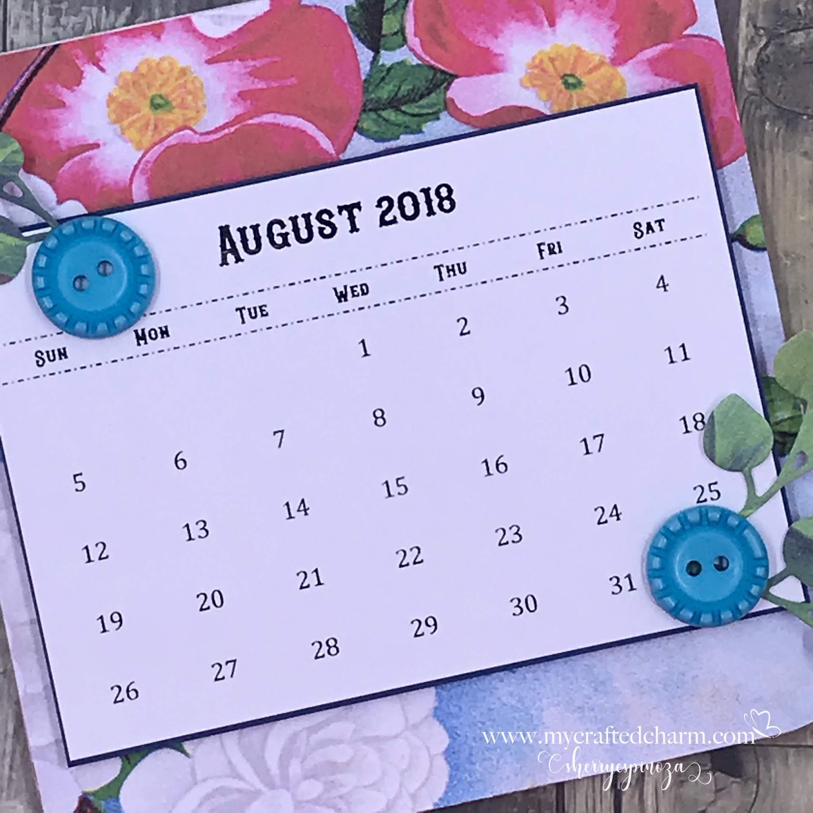 Crafted Charm Designs: August Calendar + Free Printable