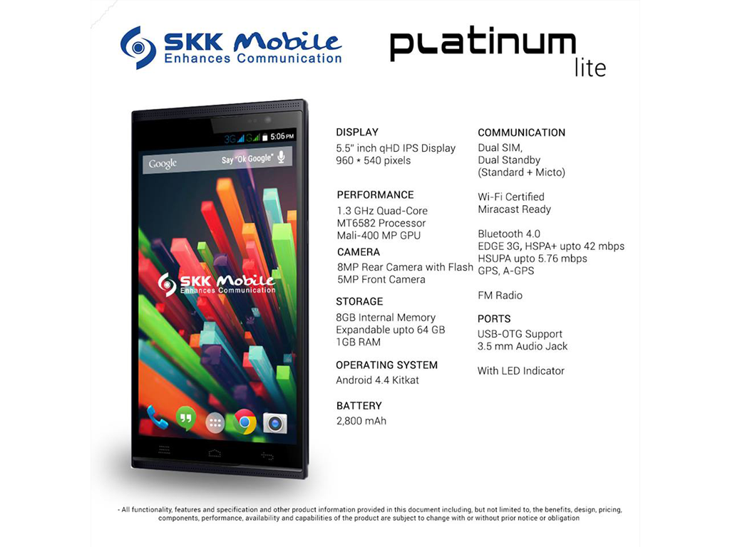 SKK Mobile Introduces Platinum Lite: a 5.5-inch Quad-core Phablet ...