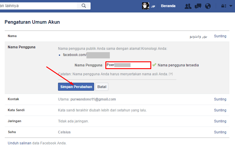 Cara Mengganti ID atau Nama pengguna Profil Facebook - SIAP UJIAN