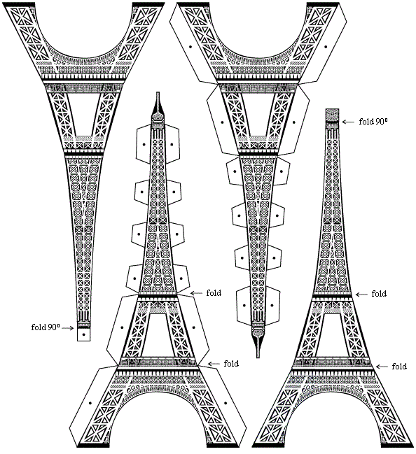 3d Origami Eiffel Tower