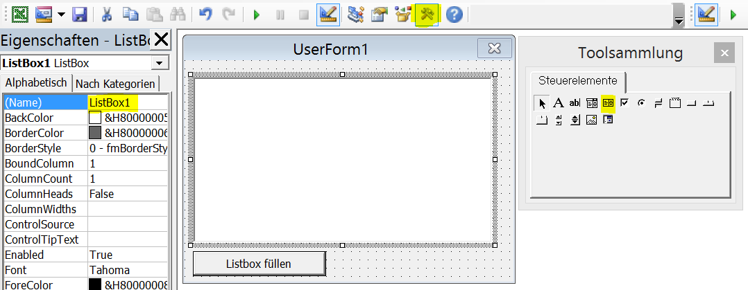 Userform, Listbox mit Tabelle füllen Userform, Listbox mit Tabelle füllen