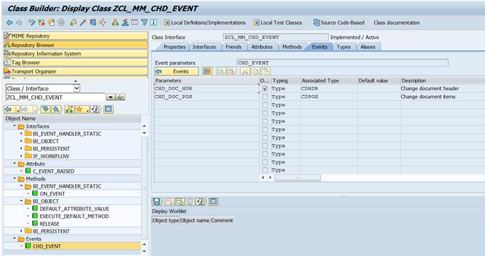SAP Topics: Linking Change Event to Class