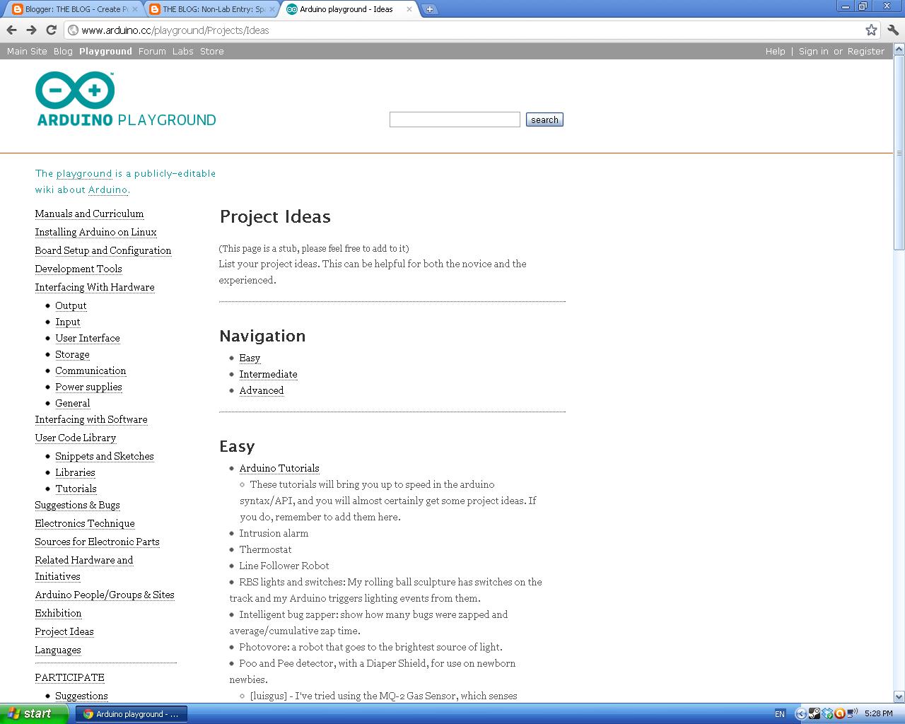 THE BLOG: Non-Lab Entry: Official Arduino Website