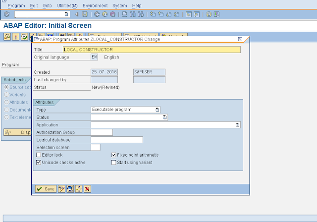 Sap Tech Local Class Creation Of Constructor
