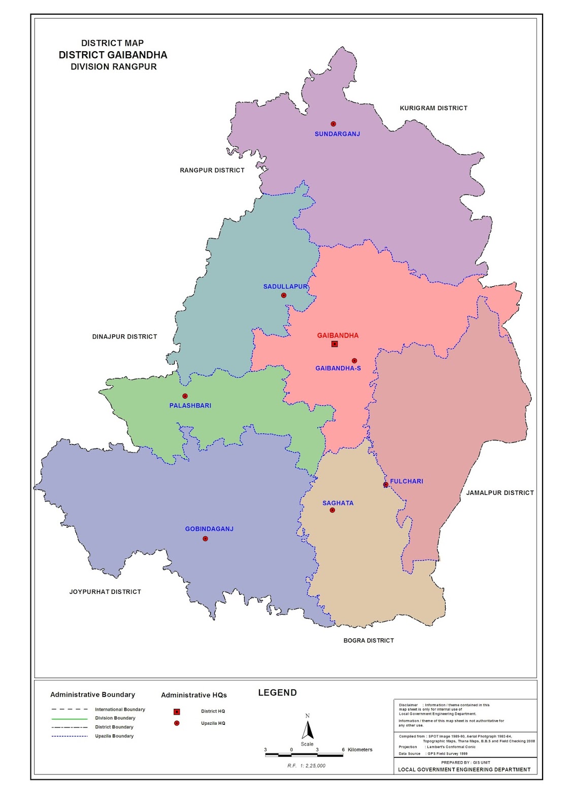 Gaibandha: Map of Gaibandha District