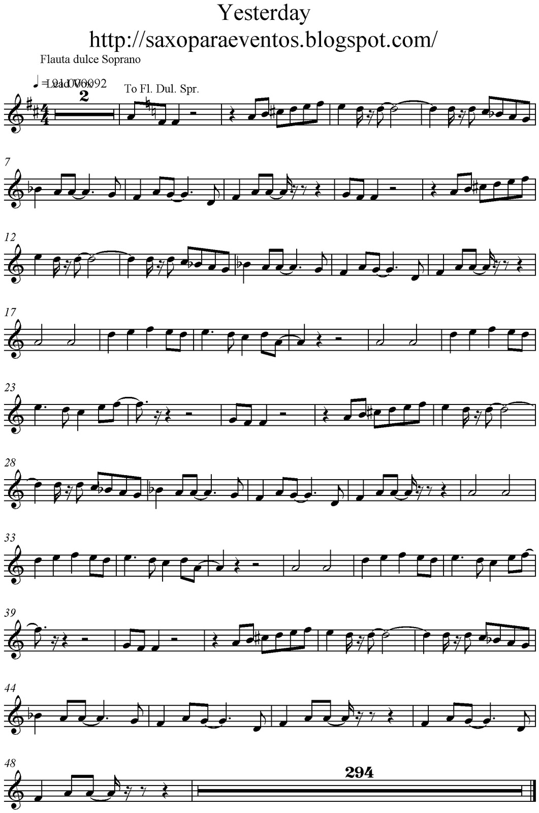 Partitura de Yesterday - Partituras y pistas para saxo | Sheet music ...