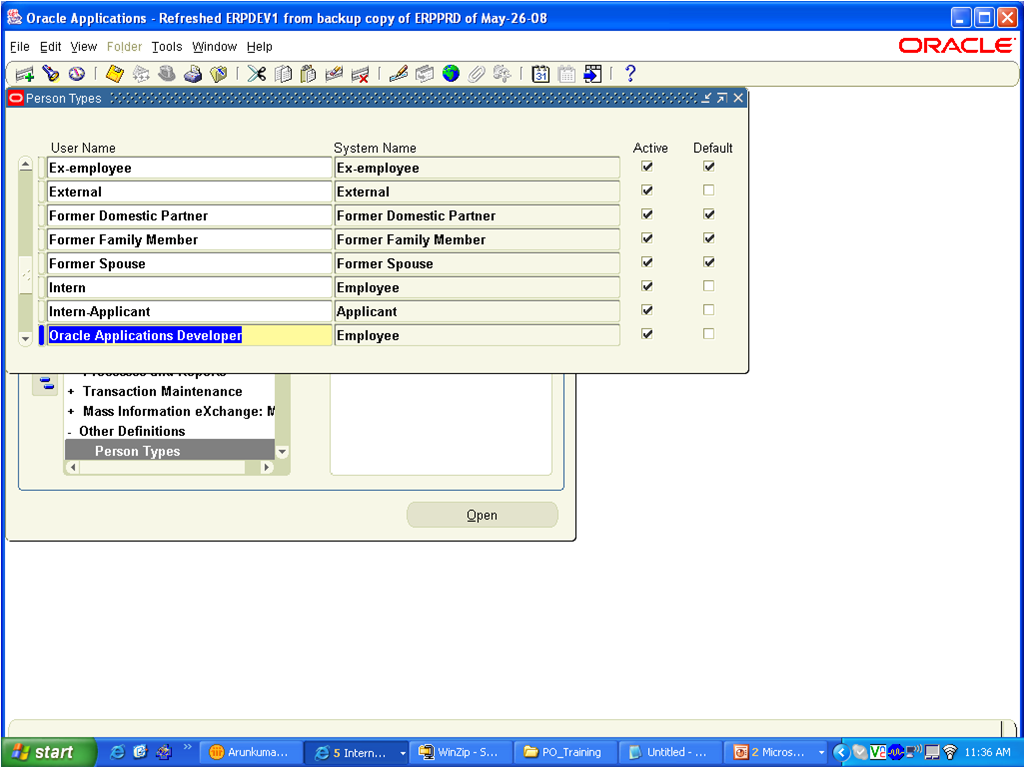 Oracle Apps HRMS : Person Types