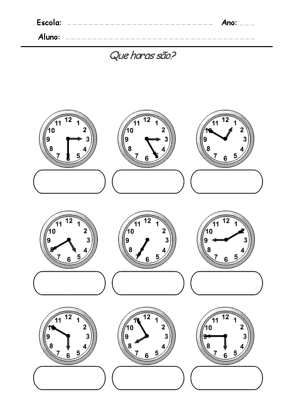 Atividades que horas são? Essas atividades pode ser aplicadas para ...
