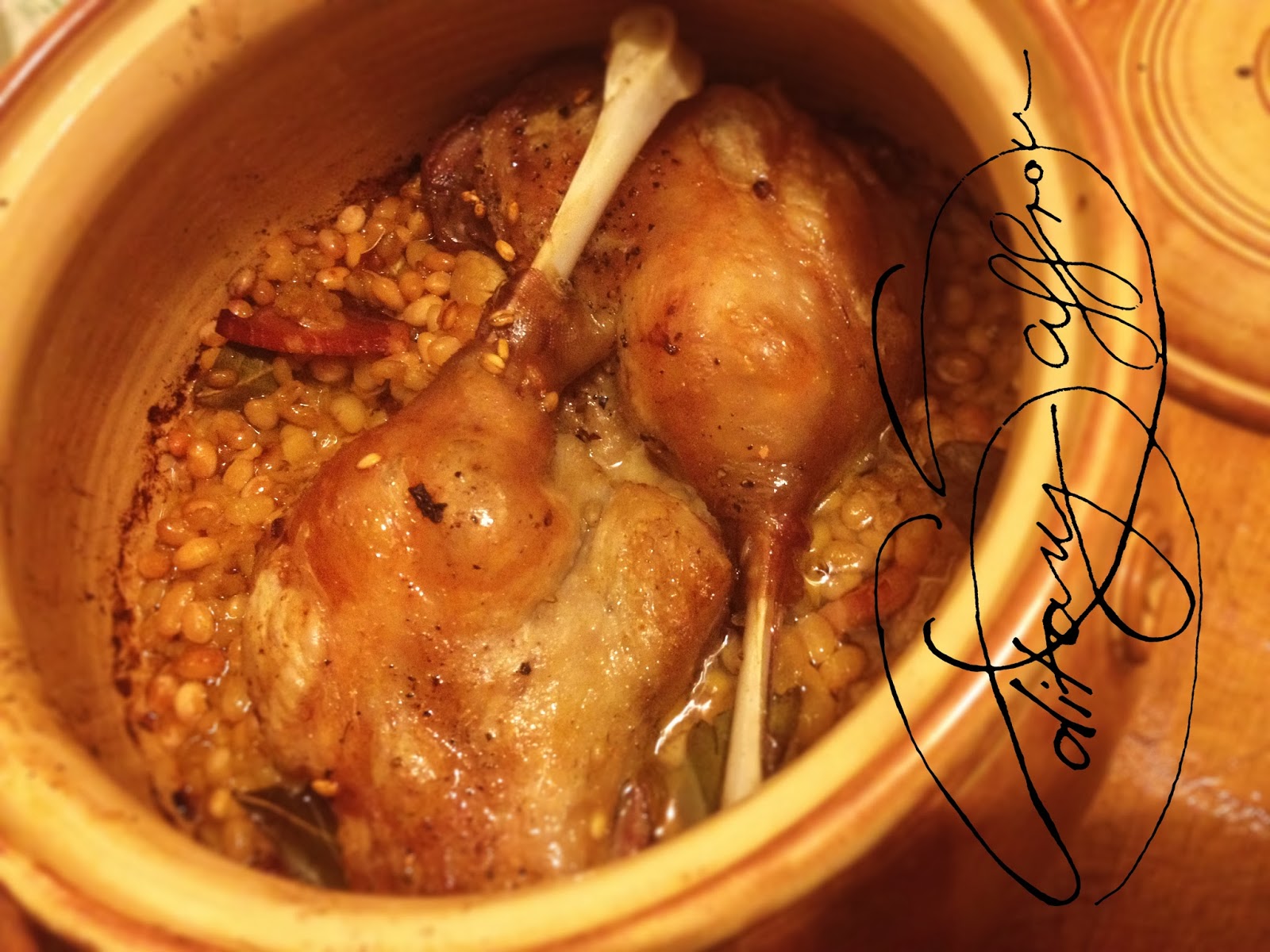 Cserépedényben sült sólet libacombbal