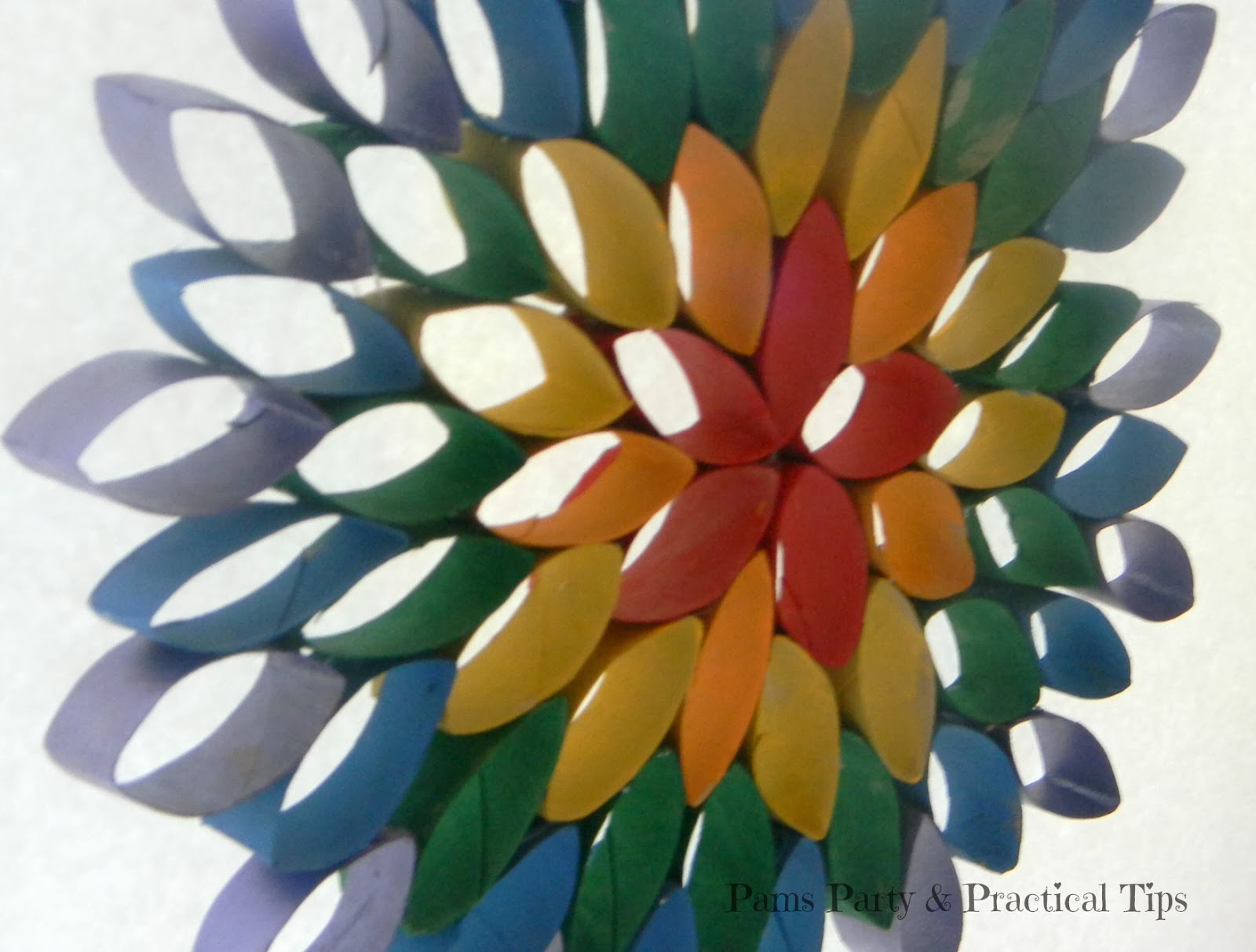 Pams Party & Practical Tips: Crafting With Kara - Hanging Rainbow Flower