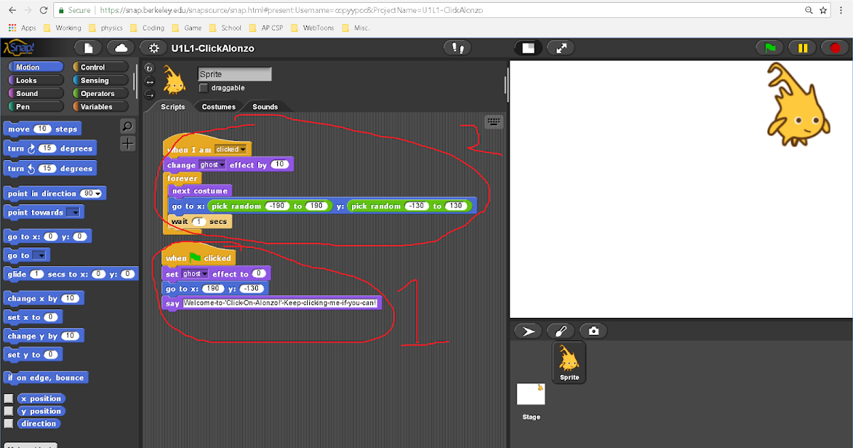 William Wang Computer Science: Snap! U1L1-ClickAlonzo