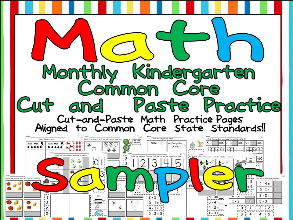 Kindergarten Celebration: Common Core Math Cut and Paste Sampler