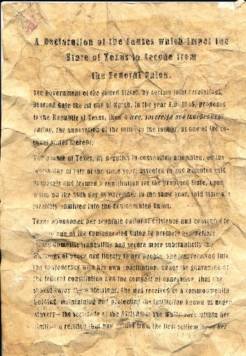 ONCE A CIVIL WAR: Early 1861---Texas secedes from the Union