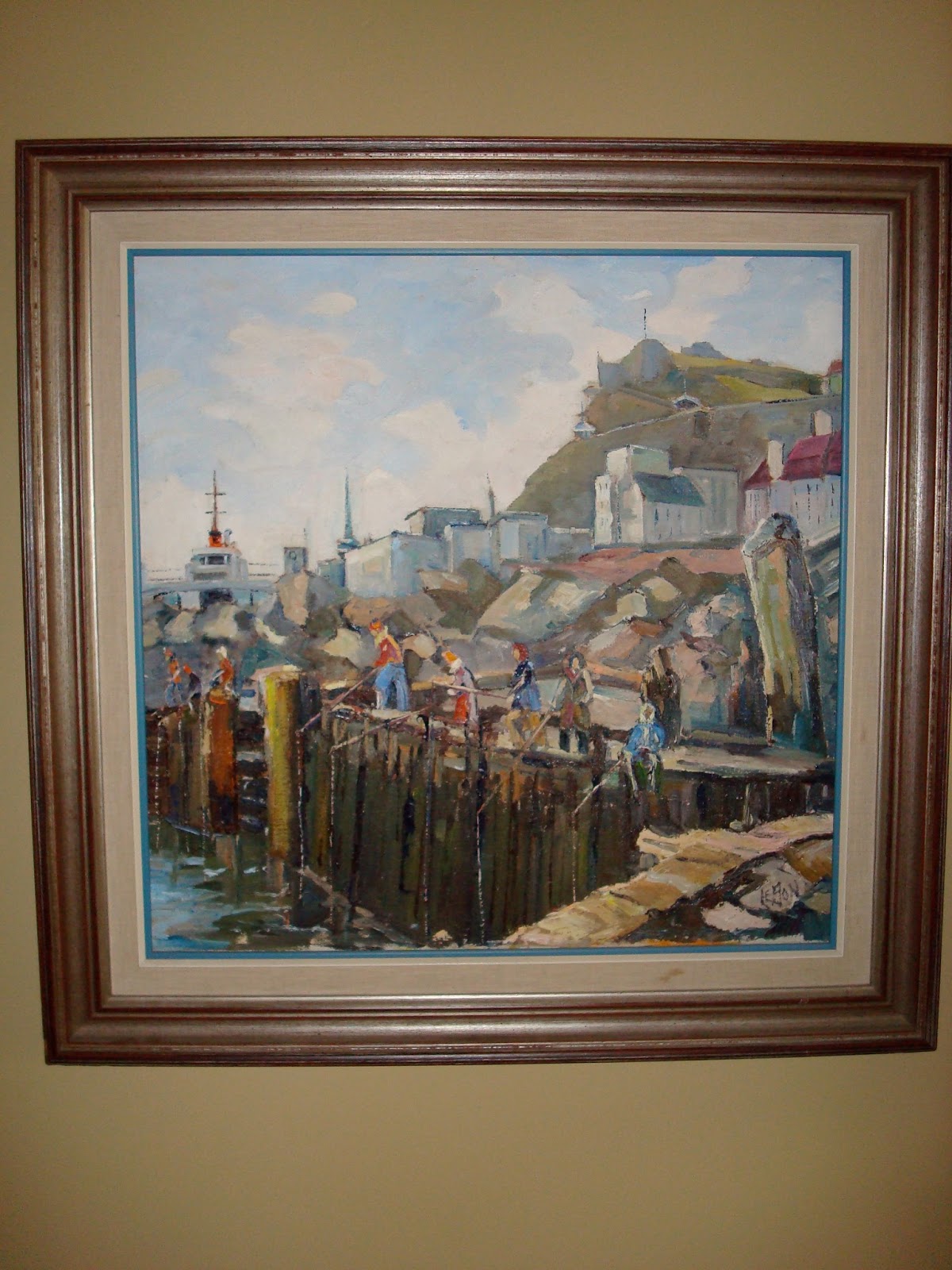 Era Antiques: Oil on Canvas by Maurice Lebon. Titled: "Pecheurs d ...