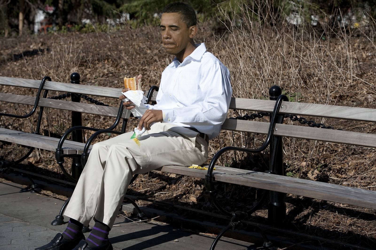 Lettuce Reloaded: Obama eating alone on a park bench
