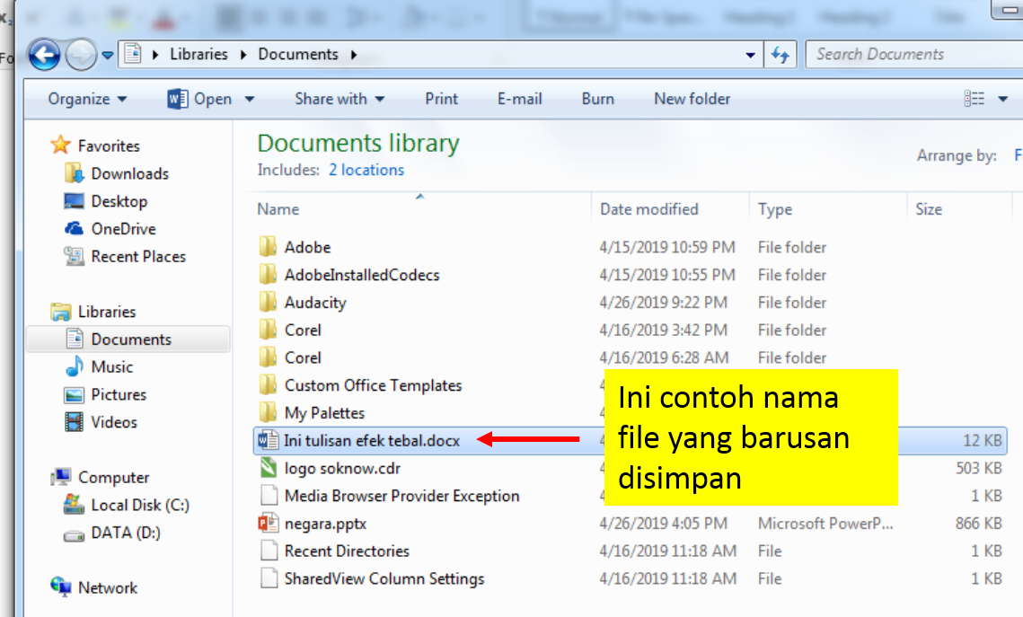 Cara Menyimpan Dokumen di Microsoft Word - Gurutiknesia