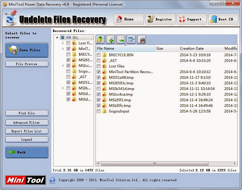 Use minitool data recovery - rasfilm