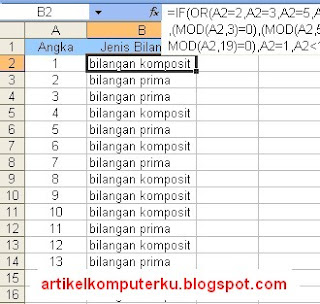Rumus untuk menghitung / menentukan bilangan prima di excel 2003 ~ Ilmu ...