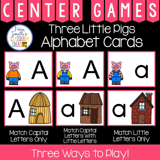 Alphabet Matching Centers With a Cute Three Little Pigs Theme - Fern ...