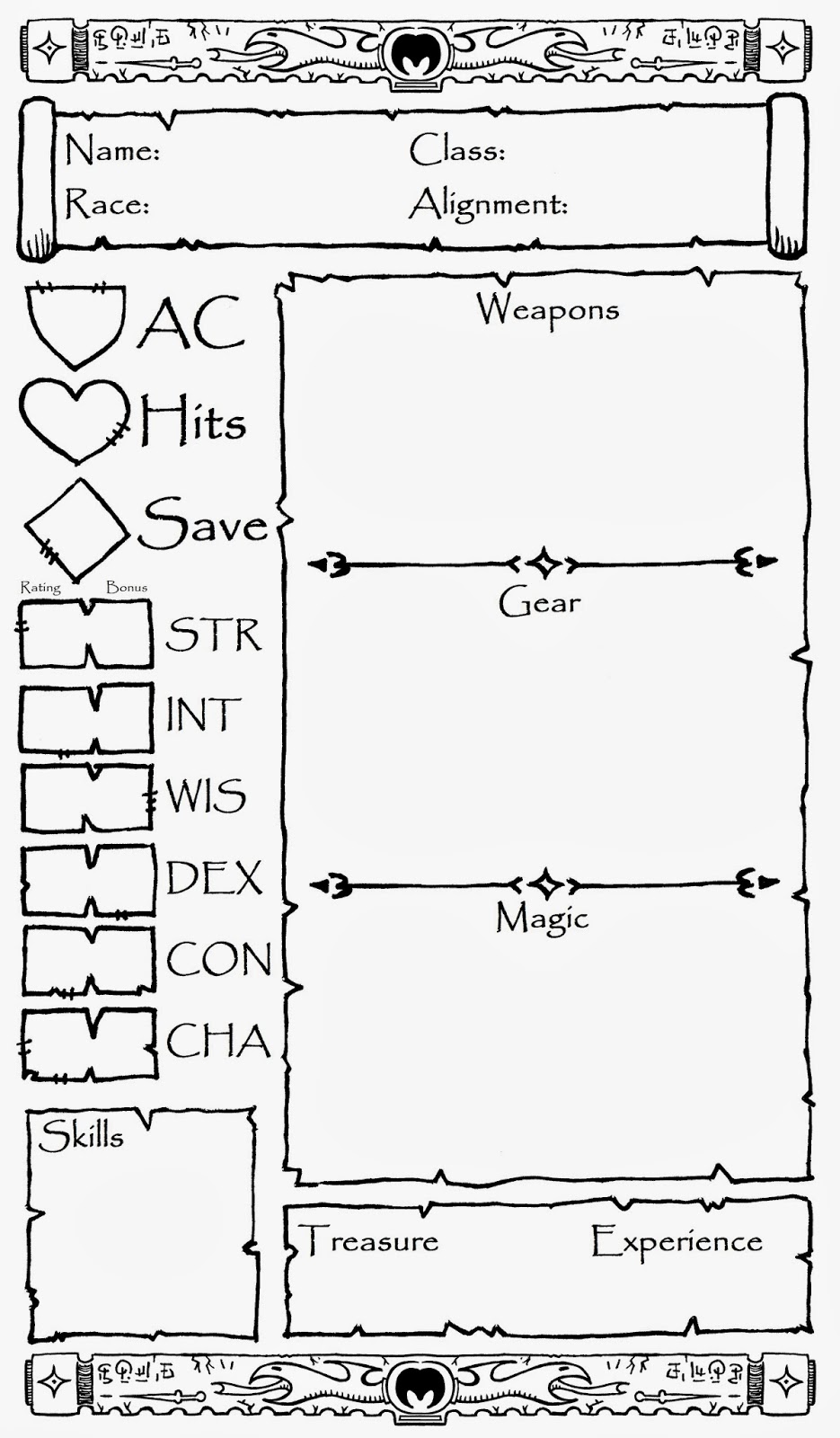 The Splintered Realm: Character Sheet - First Crack