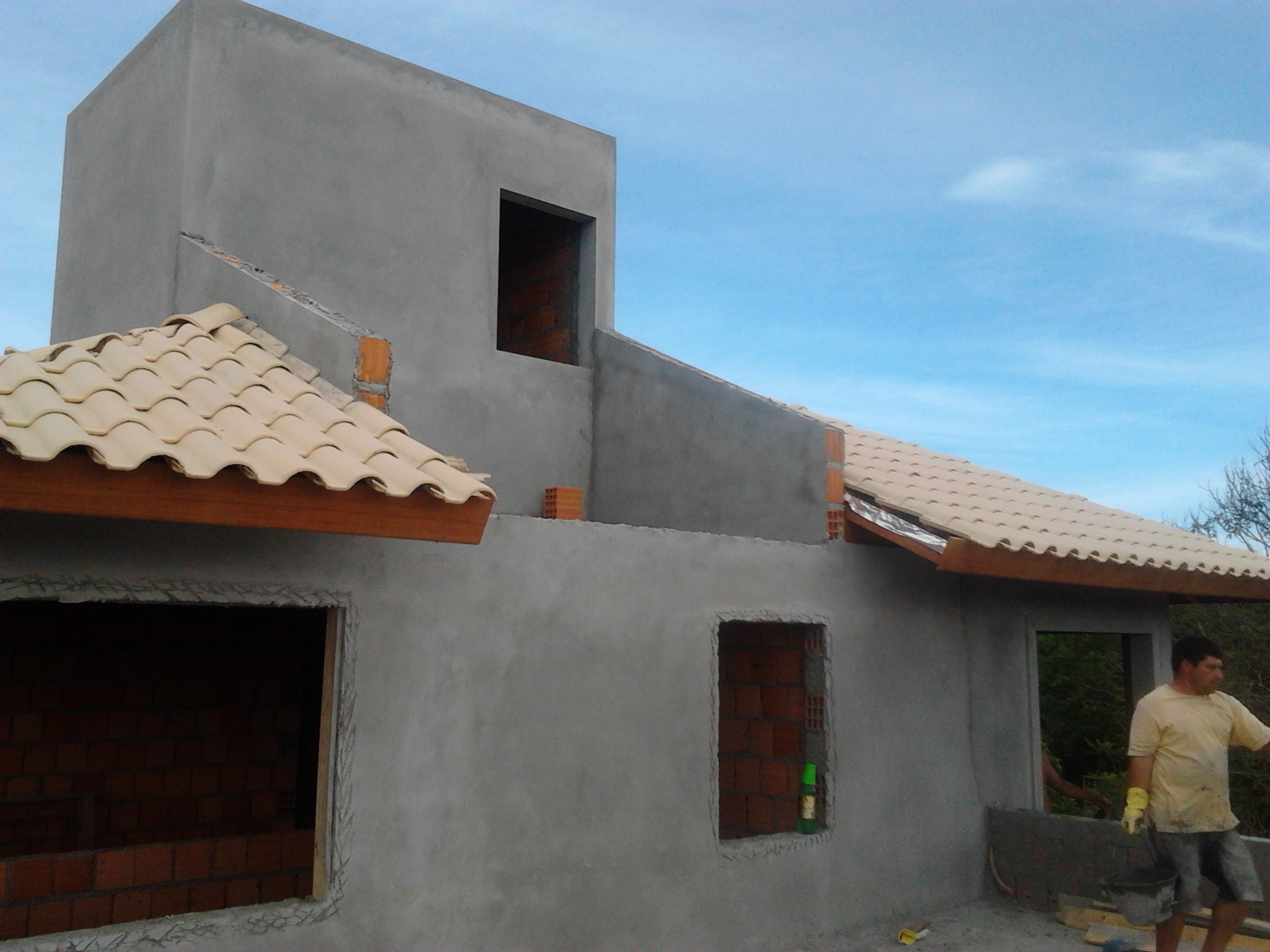 obra casa canela: 07 de dezembro - beirais em laje e início reboco ...