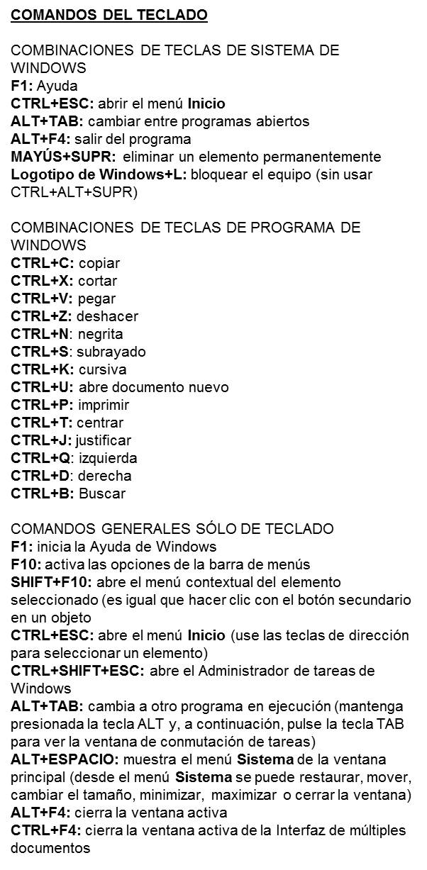 Bienvenidos: Comandos del teclado y repaso tablas