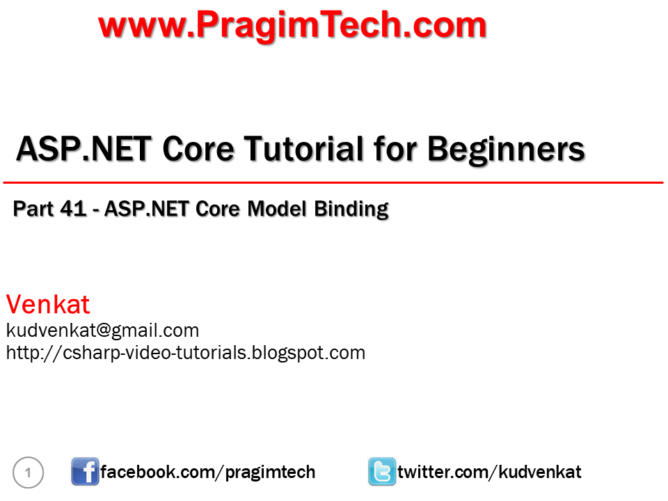 Sql server, .net and c# video tutorial: ASP.NET Core Model Binding - Slides