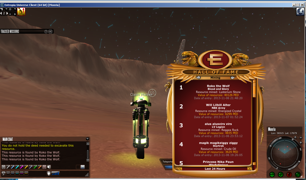 Entropia Universe: Monria Mining Bug